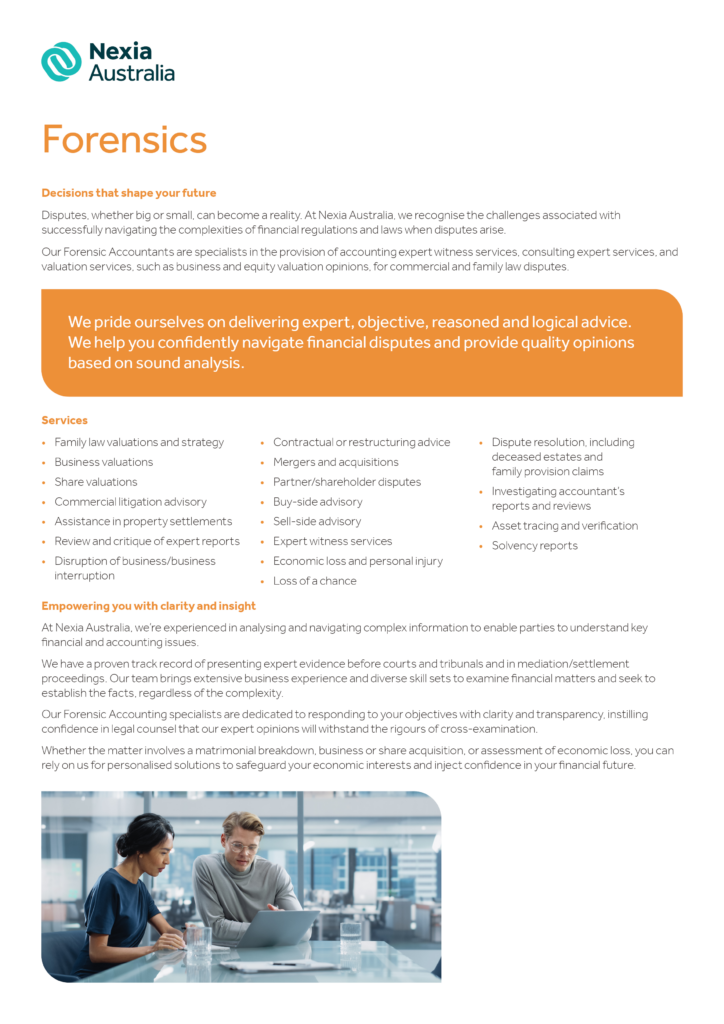 Financial Forensic Accounting, Analysis & Advice | Nexia Australia